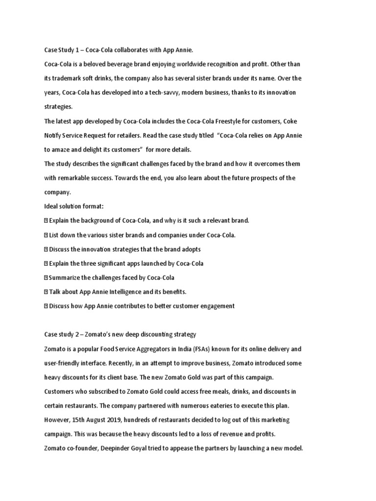 Case Study 1 | PDF | Coca Cola | Brand
