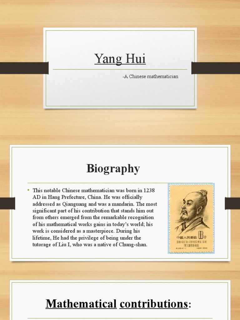 Yang Hui: Pioneer of Chinese Mathematics | PDF | Mathematics | China