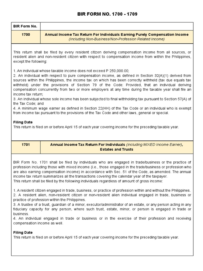 BIR Form No. 1700 1709 | Download Free PDF | Capital Gains Tax | Taxes