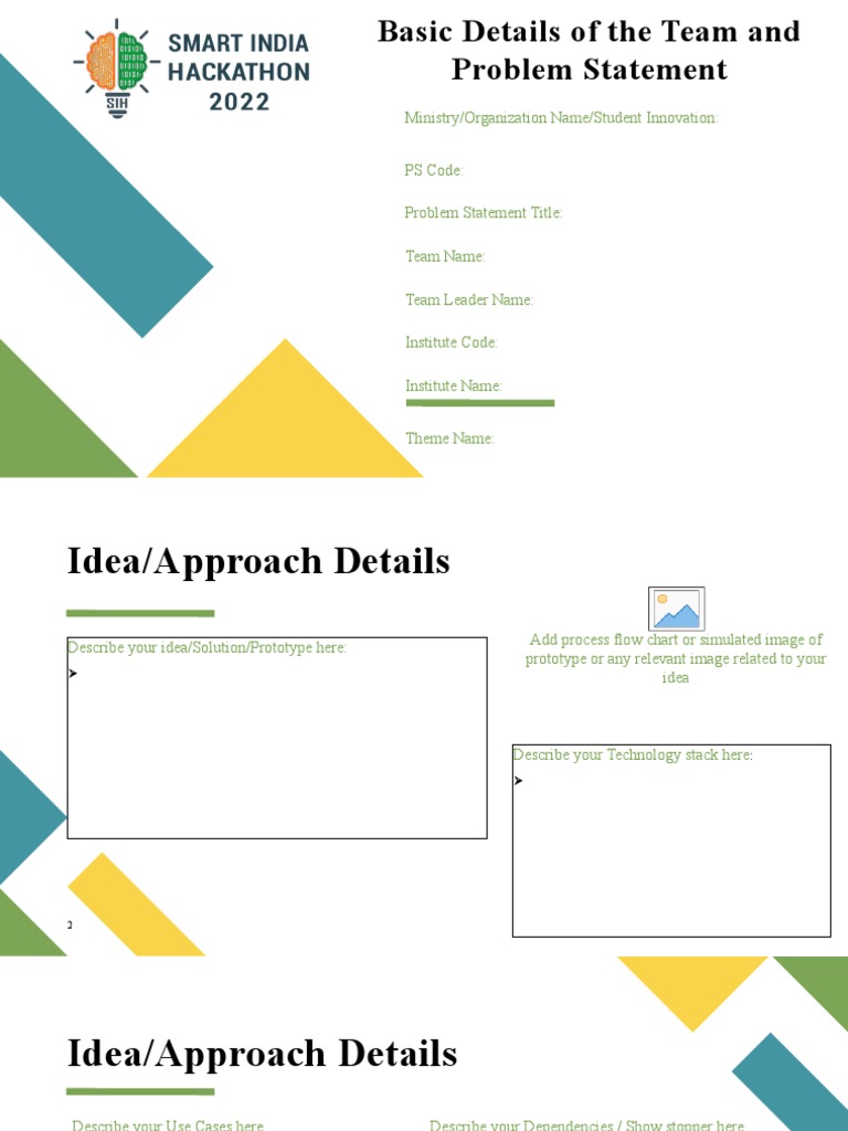 Idea Presentation Format - SIH 2022 - College | PDF | Microsoft Power ...