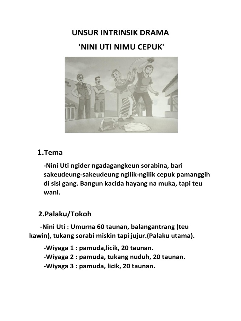 Unsur Intrinsik Drama 'Nini Uti Nimu Cepuk' | PDF