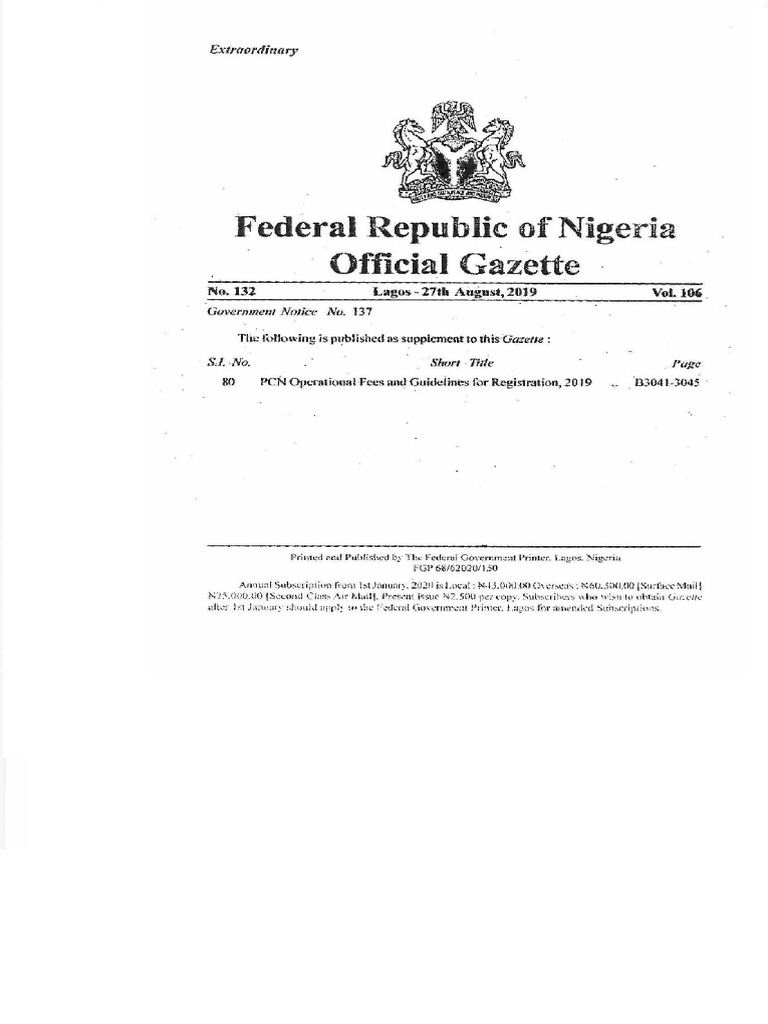 PCN Operational Fees and Guidelines For Registration | PDF