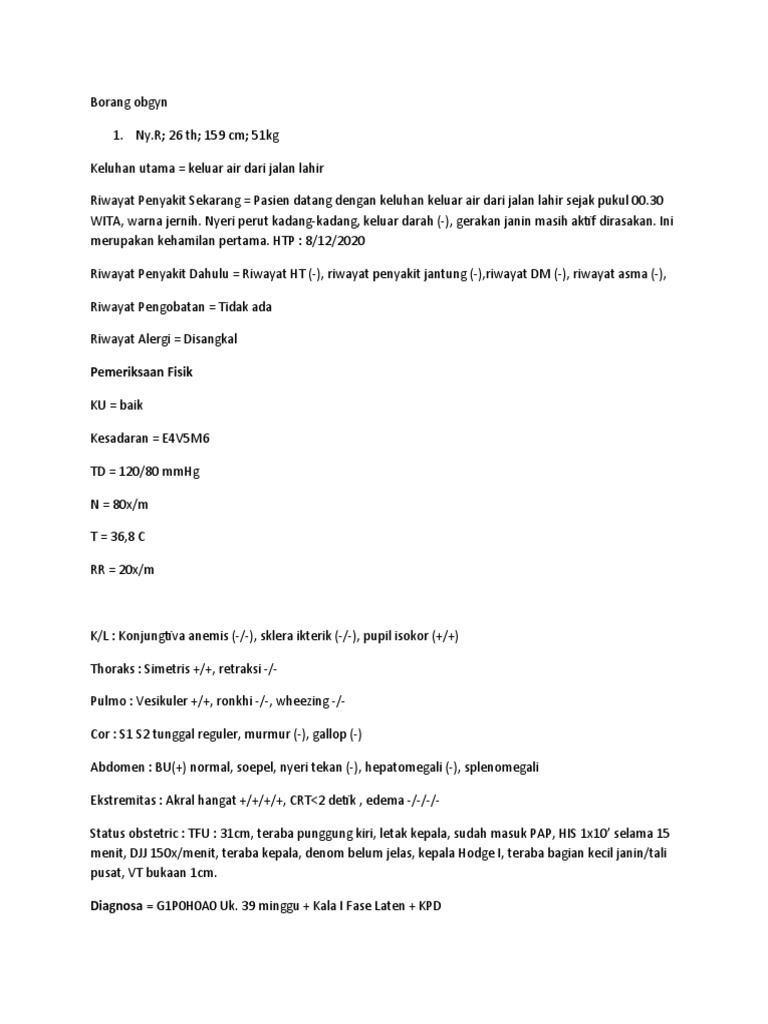 Borang Obgyn 1 | PDF