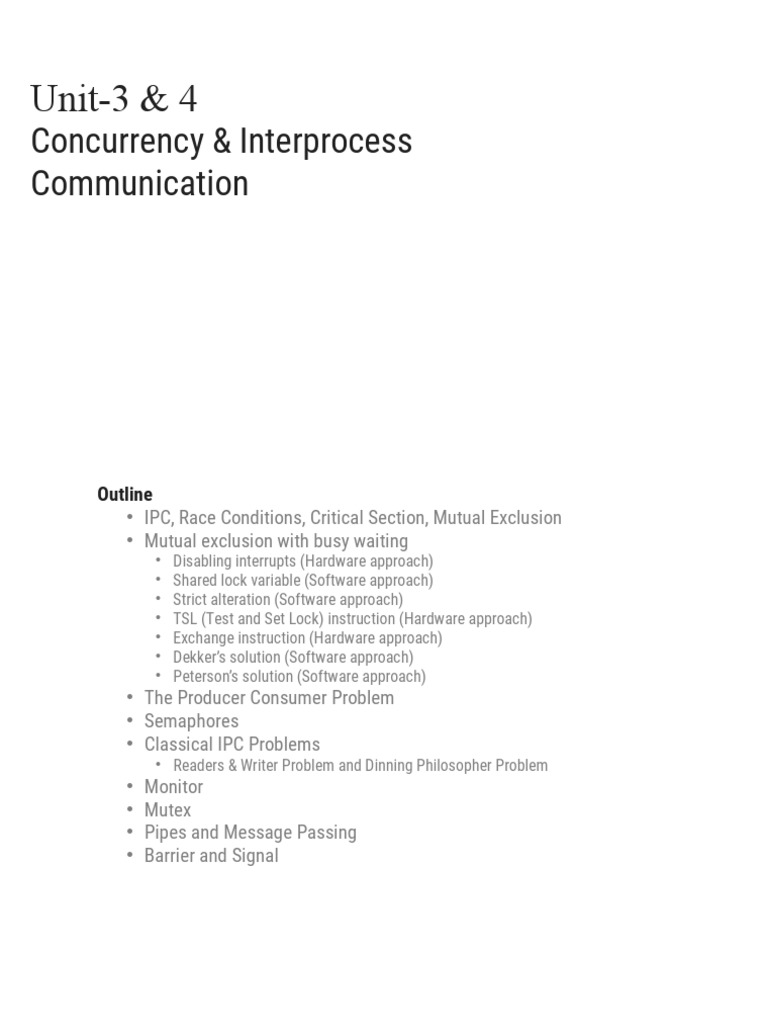 Unit-3 & 4: Concurrency & Interprocess Communication | PDF | Process (Computing) | Distributed ...