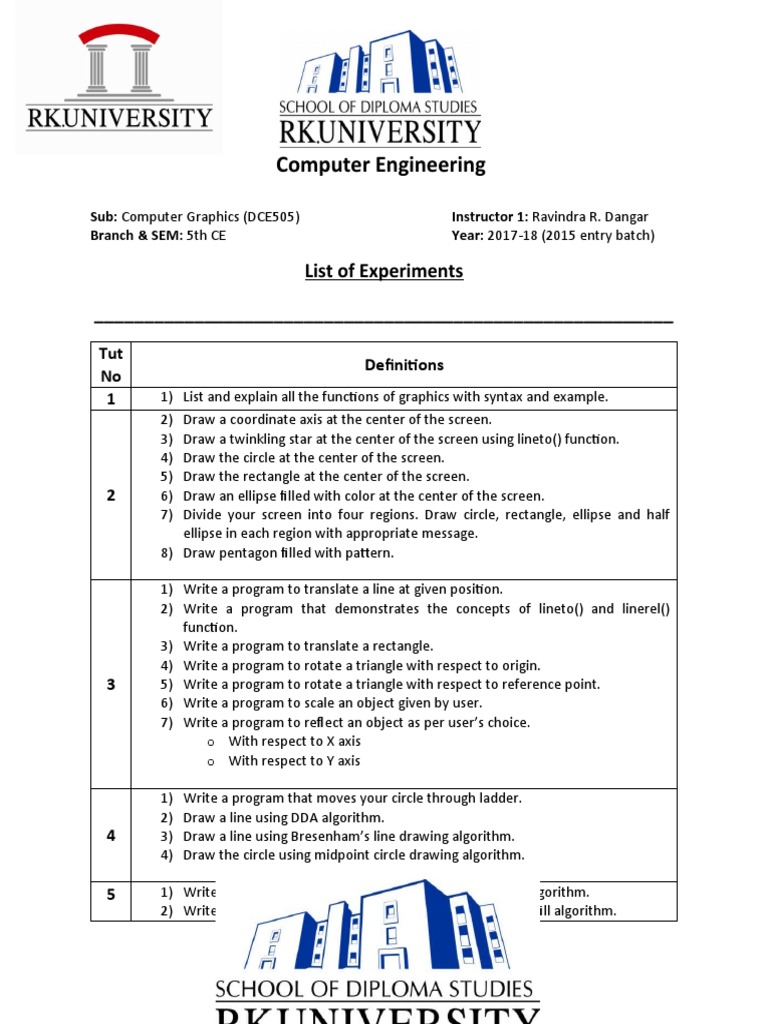 Computer Engineering: List of Experiments | PDF