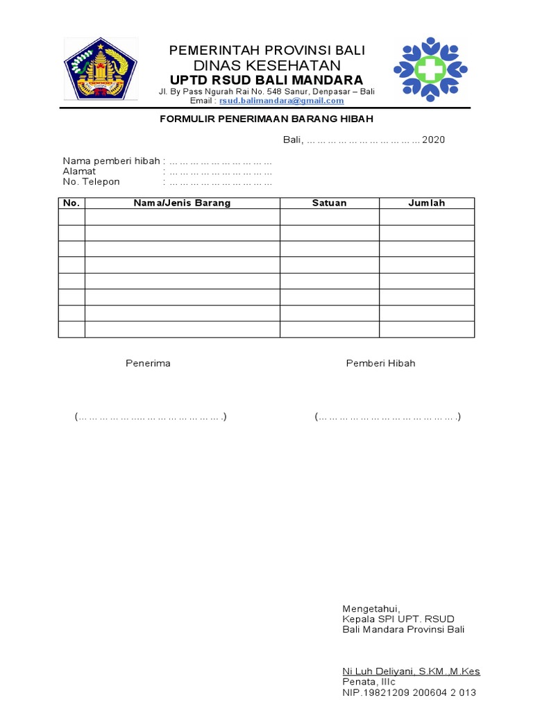 Form Penerimaan Barang Hibah | PDF