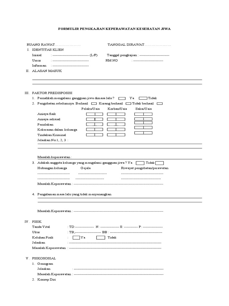 Form Pengkajian Keperawatan Jiwa | PDF
