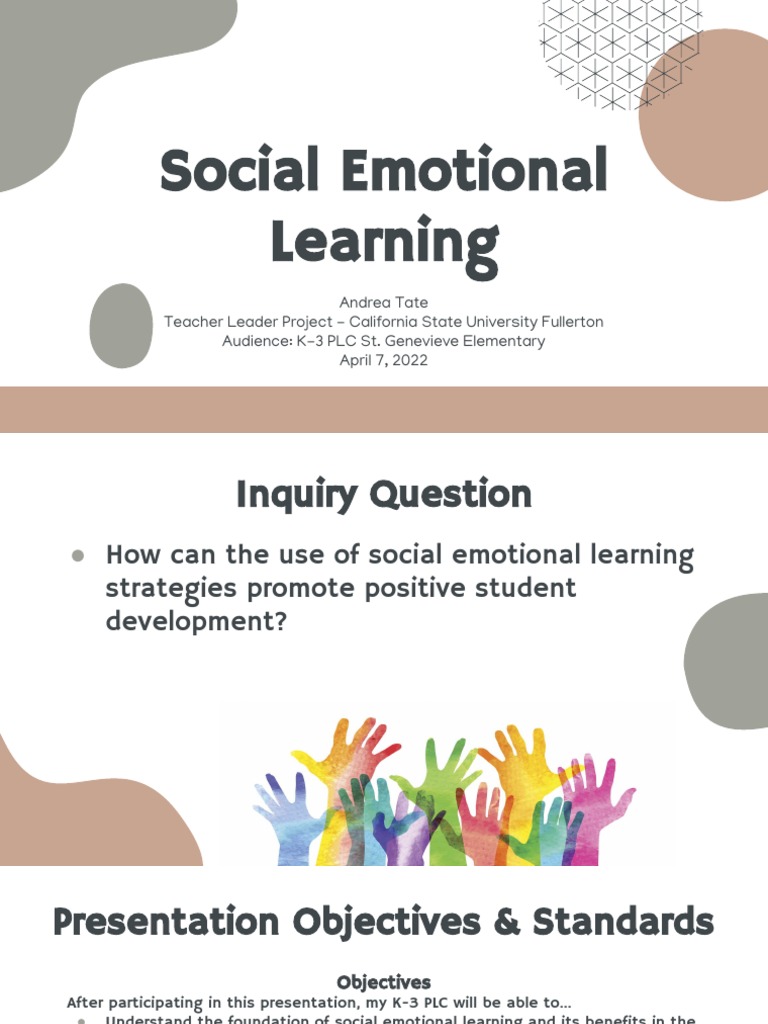 Social Emotional Learning Teacher Leader Project 5 | PDF | Learning ...