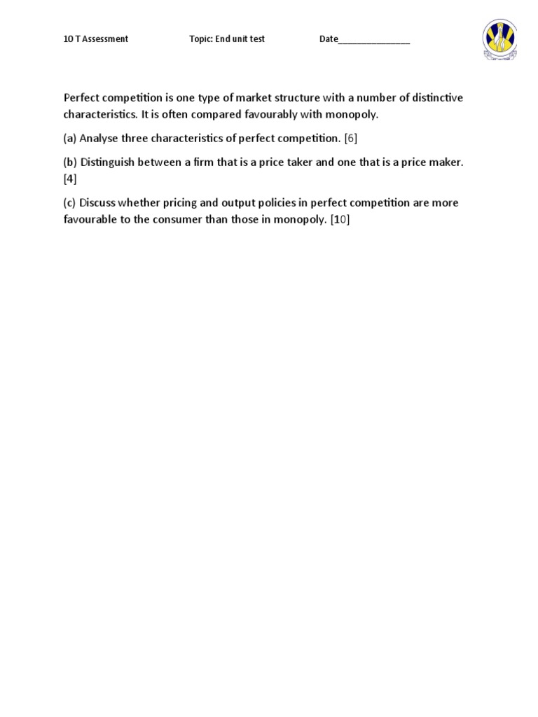 10 T Assessment Topic: End Unit Test Date | PDF