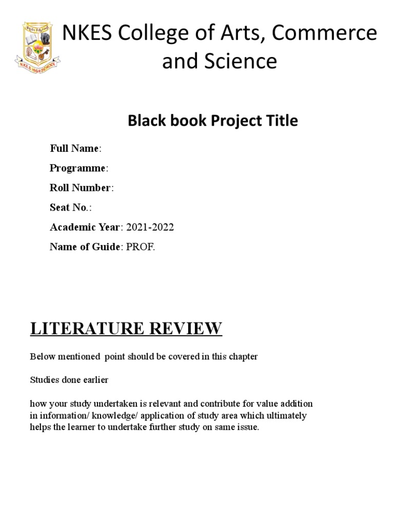 Black Book Project Guidelines and Format | PDF