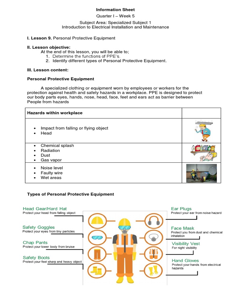 Handouts EIM SS1. Week 5 | PDF | Personal Protective Equipment | Lubricant