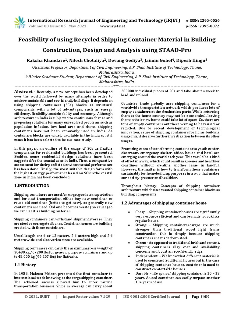Shipping Container Analysis | PDF | Building Insulation | Strength Of ...