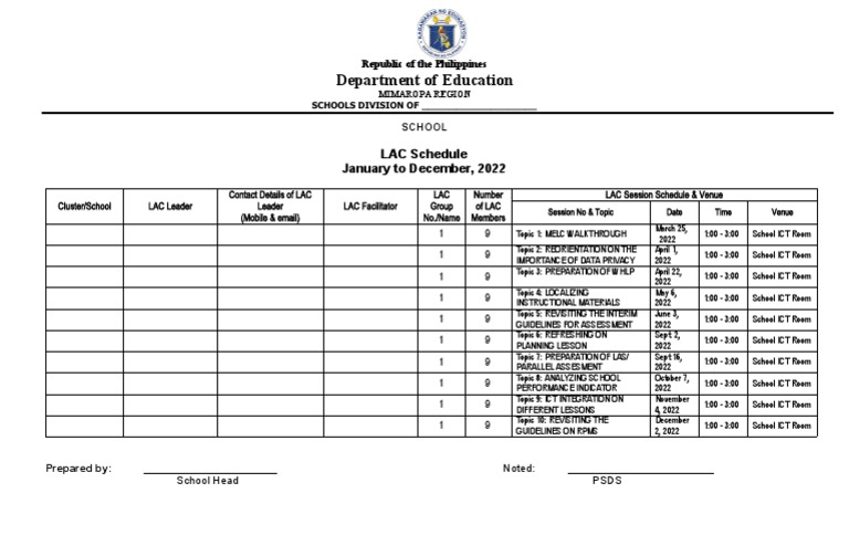 LAC-Session-Schedule Sample | PDF | Information Technology | Computing