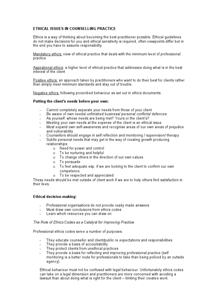 3 Ethical Issues in Counseling Practice | Confidentiality | Psychotherapy