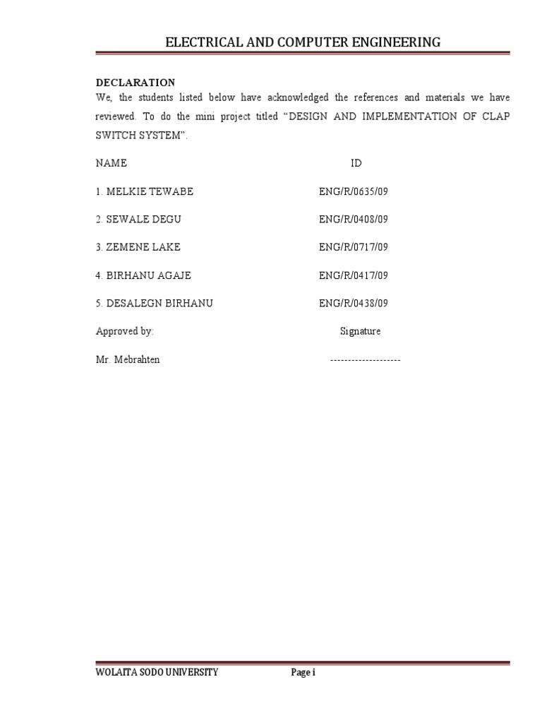 Electrical and Computer Engineering: Declaration | PDF | Microphone ...