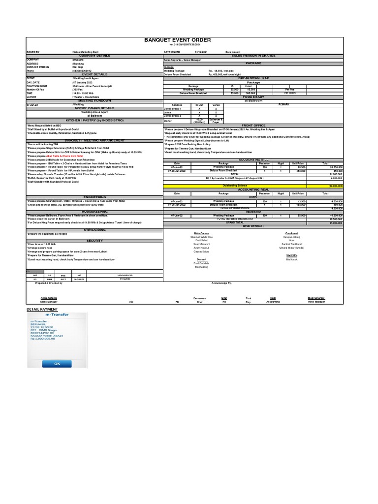 011 BEO Wedding Wedding Ima & Agam 07 January 2022 (Gino Feruci ...