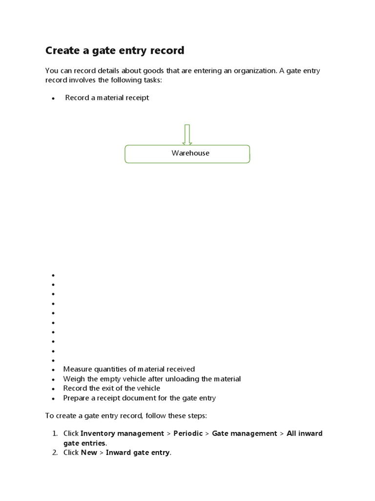 Create A Gate Entry Record | PDF | Receipt | Business