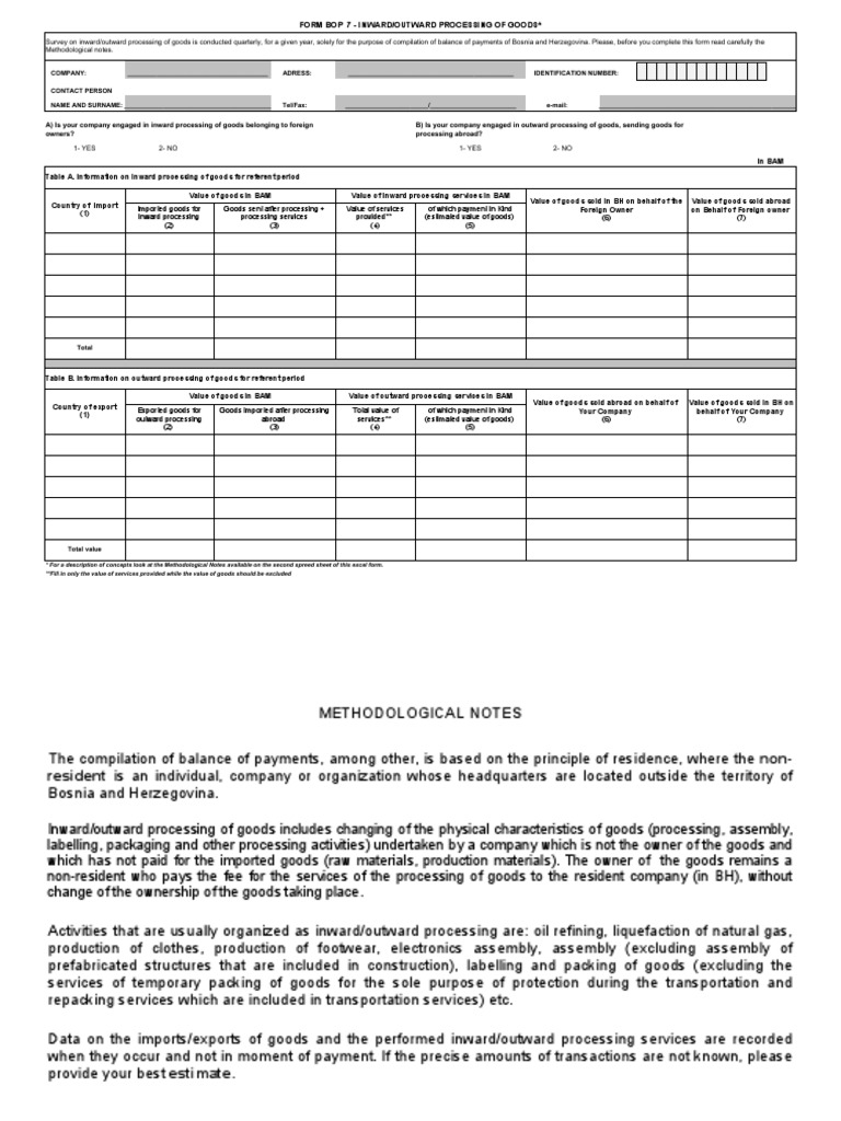 Form Bop 7 - Inward/Outward Processing of Goods | Download Free PDF ...