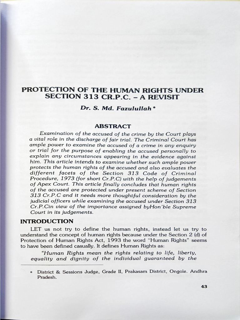 Human Rights Under Section 313 Cr.P.C. | PDF | Common Law | Criminal Law