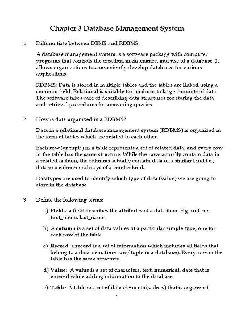 Database Questions And Answers Part A Pdf Relational Database Databases
