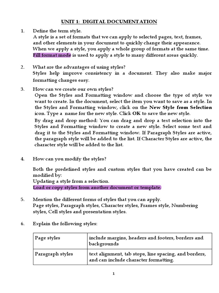 Chapter 1 Digital Documentation - Q&A | PDF | Page Layout | Paragraph
