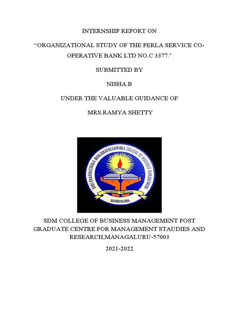Organizational Study of The Perla Service Co-Operative Bank LTD No.c ...