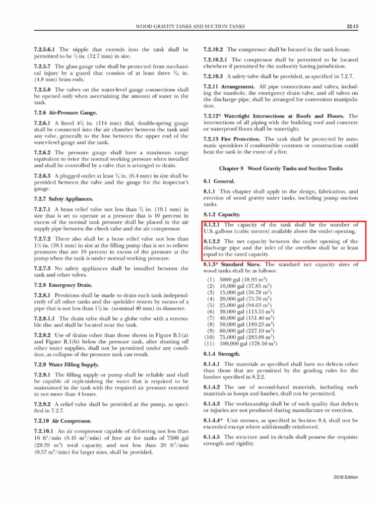 NFPA 22 Tank Volume | PDF