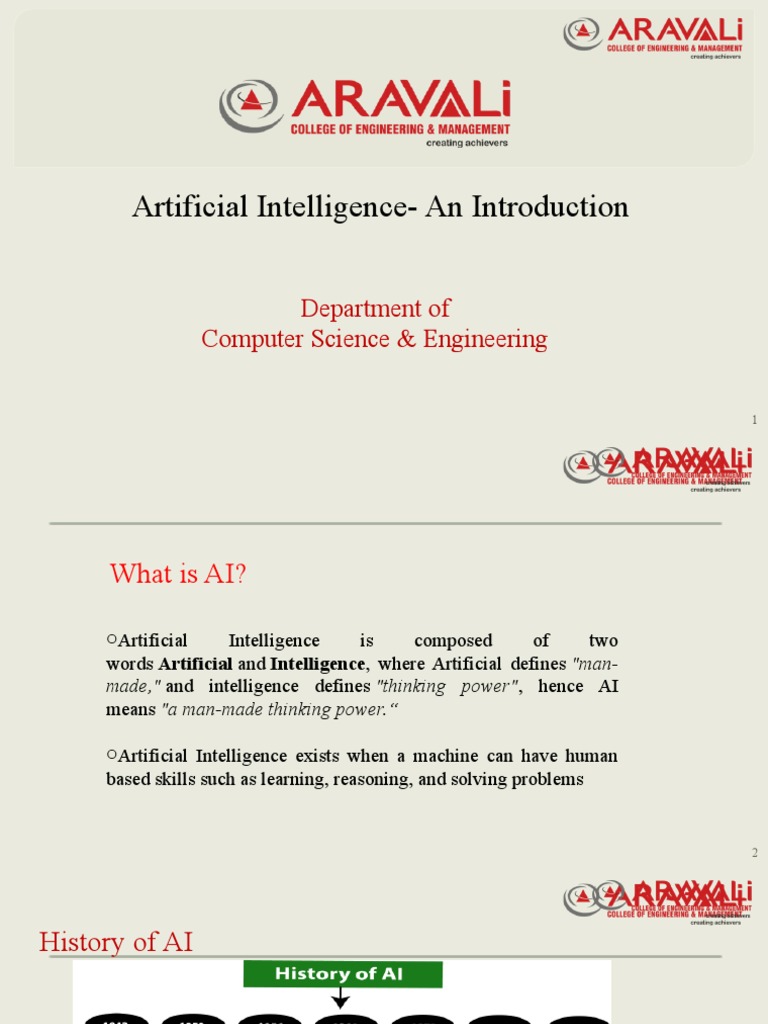 Artificial Intelligence-An Introduction: Department of Computer Science & Engineering | Download ...