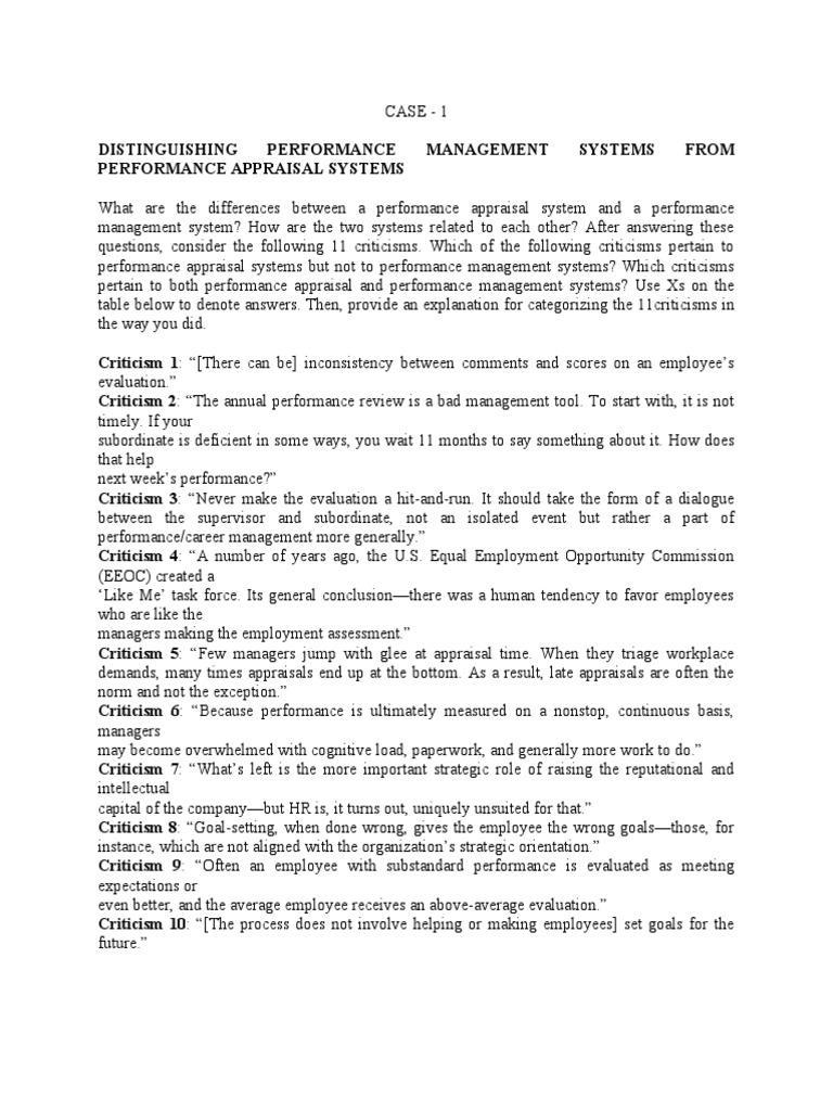 CASE-1 Performance Management | PDF | Performance Appraisal | Cognitive ...