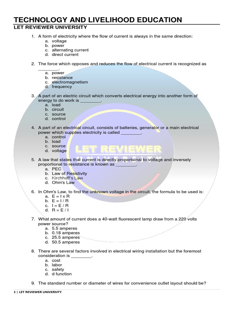 Tle Reviewer J | PDF | Switch | Electrical Wiring