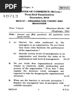 Term-End Examination June, 2015 Mco-01: Organisation Theory and Behaviour | PDF | Attitude ...
