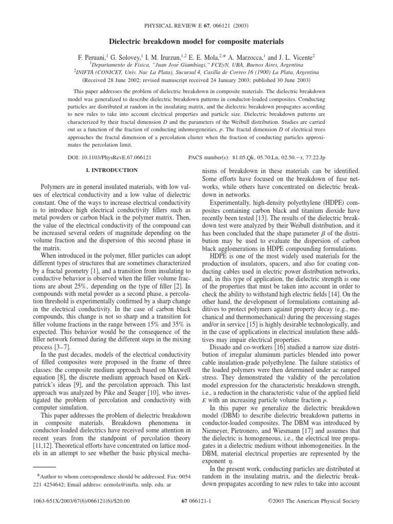 Dielectric Breakdown Model For Composite Materials | PDF | Computer ...