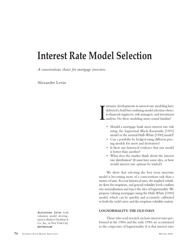 Interest Rate Model Selection - Levin | PDF | Volatility (Finance ...