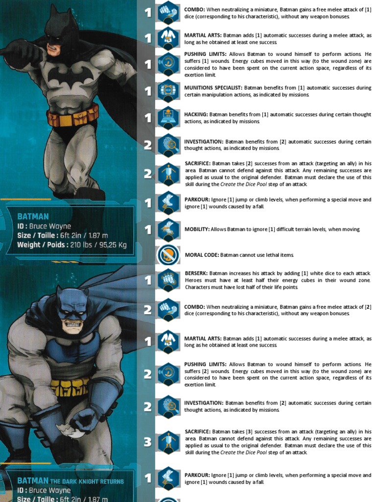 Batman GCC - Character Skill Reference Cards | PDF