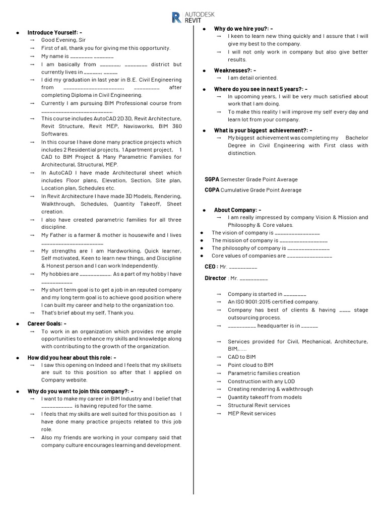 Complete BIM Interview Guide For Beginner's | PDF | Autodesk Revit ...