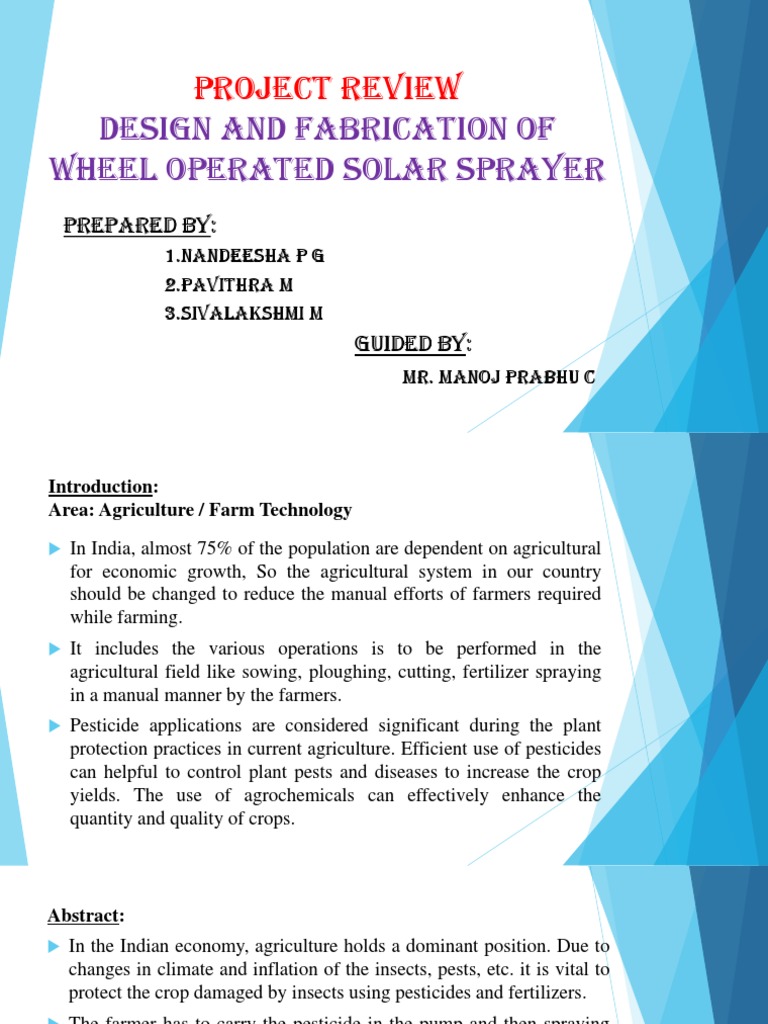 Project Fabrication of Solar Sprayer | PDF | Agriculture | Pesticide
