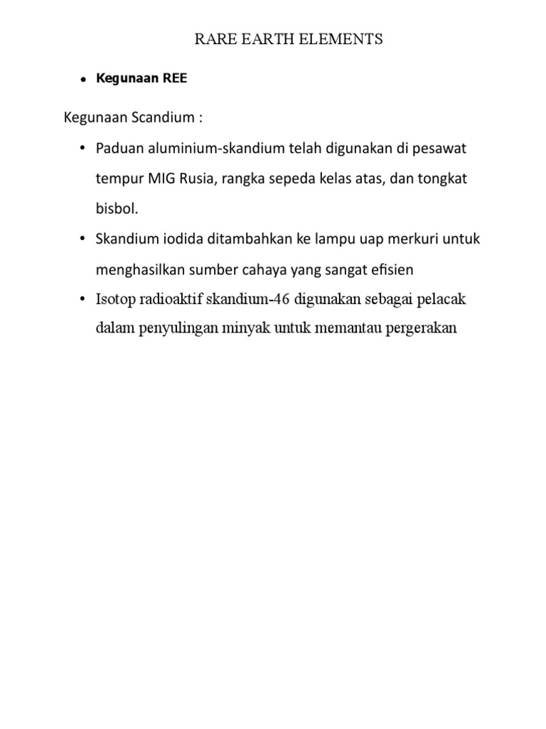 Kegunaan dan Karakteristik Unsur Tanah Jarang | PDF
