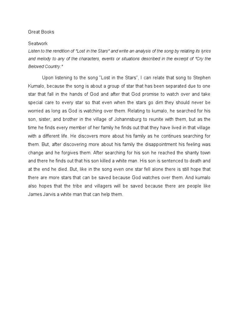Seatwork in Great Books | PDF