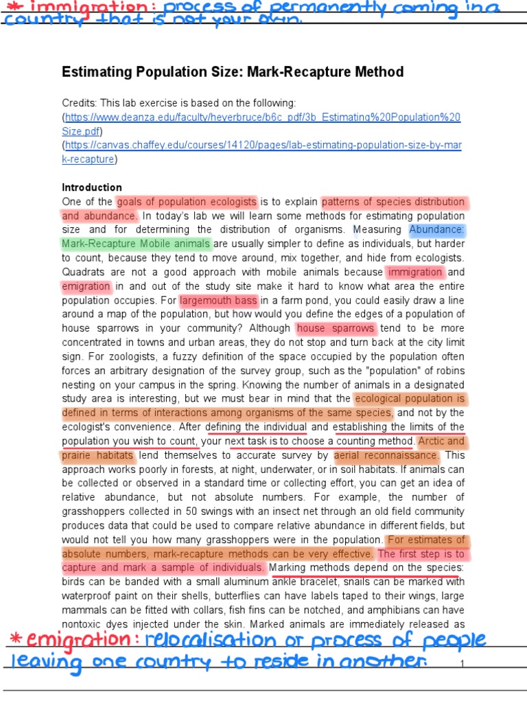 Mark Recapture Method | PDF | Ecology