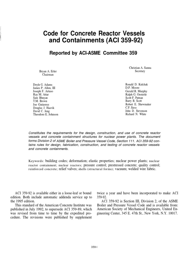 ACI 359-92: Concrete Reactor Standards | PDF | Energy Technology ...
