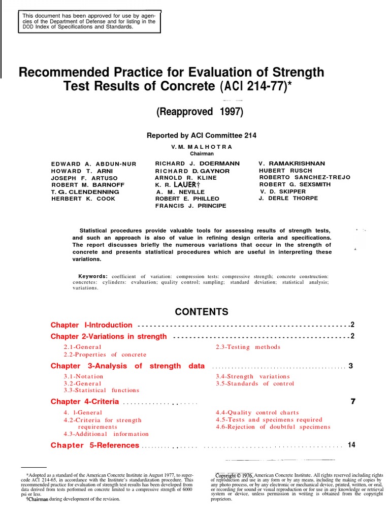 Recommended Practice For Evaluation of Strength Test Results of ...