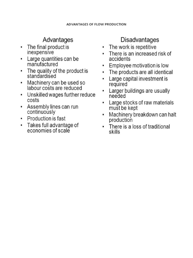 Advantages of Flow Production | PDF