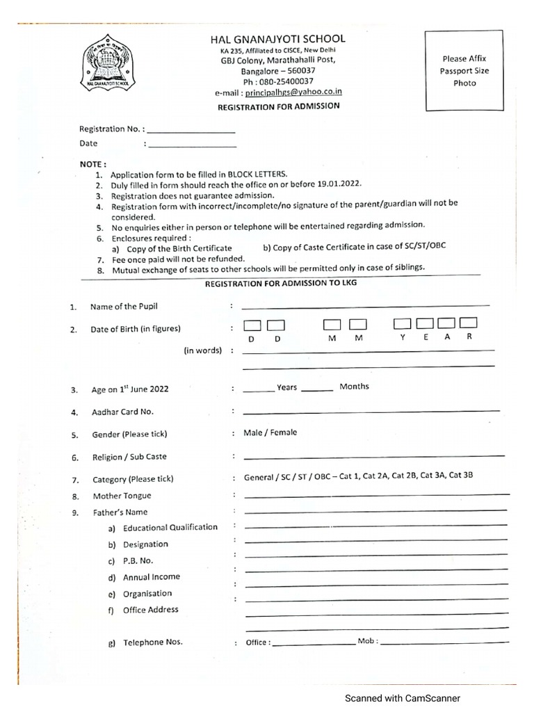 LkG_application_Form (2) | PDF