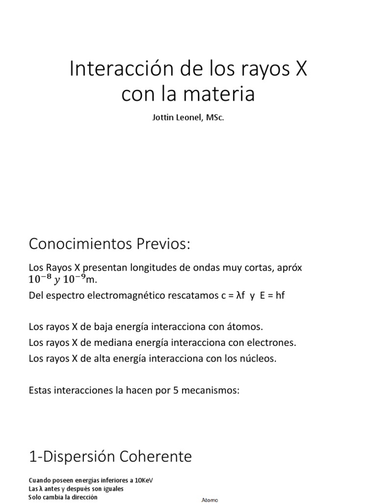 Interacción de Los Rayos X Con La Materia | PDF | Rayo X | Efecto fotoeléctrico