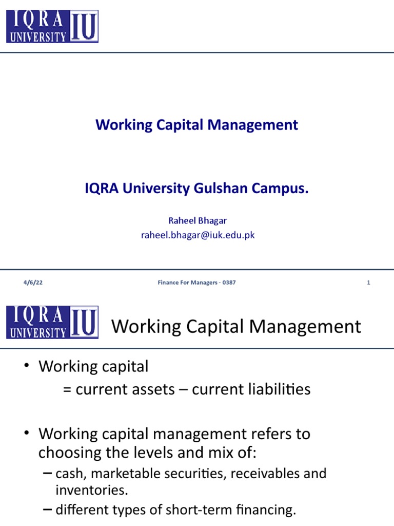 Working Capital Management Insights | PDF | Inventory | Working Capital