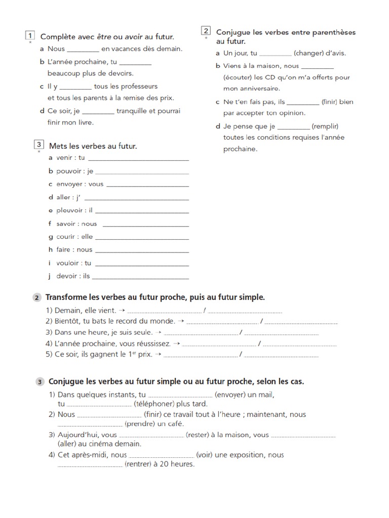 Futur Simple, Futur Proche, Passe Recent | PDF