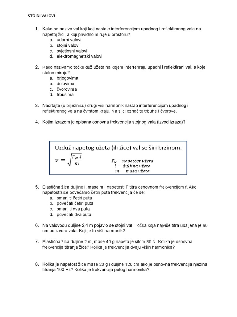 5.2 Stojni Valovi Zadatci | PDF