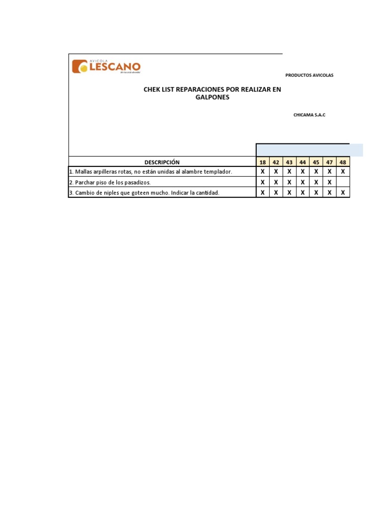 Check List Consolidado & Materiales | PDF