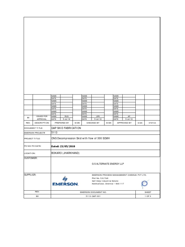 5113-QAP-001 - QAP Skid Fabrication - Rev-B0 | PDF | Valve | Pipe (Fluid Conveyance)