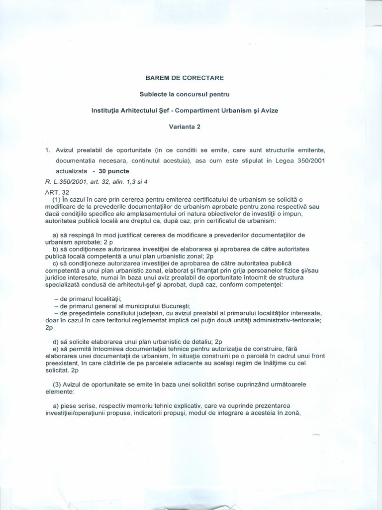 Barem de Corectare | PDF